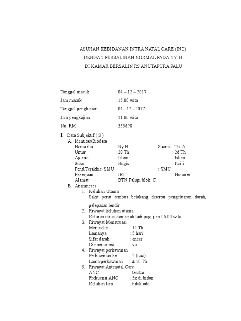 Askeb INC Persalinan Normal | PDF