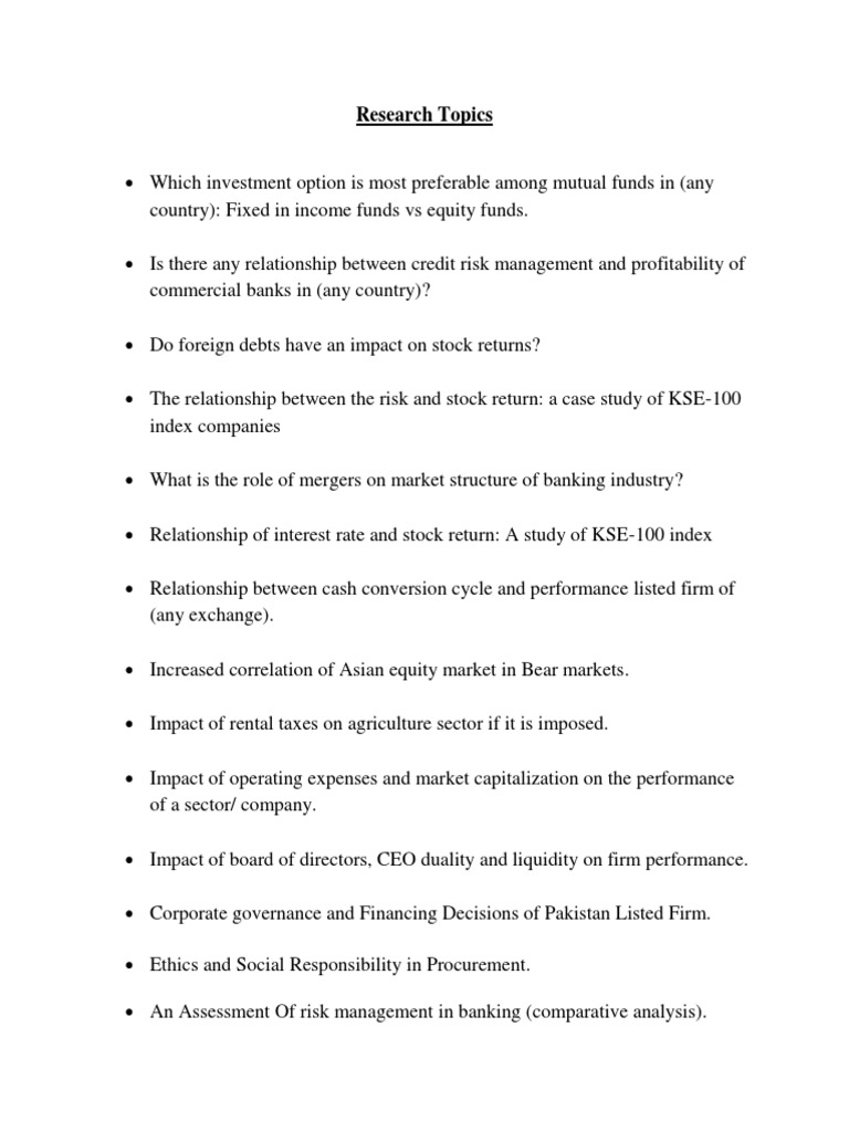 Research Topics (Secondary Data) | PDF