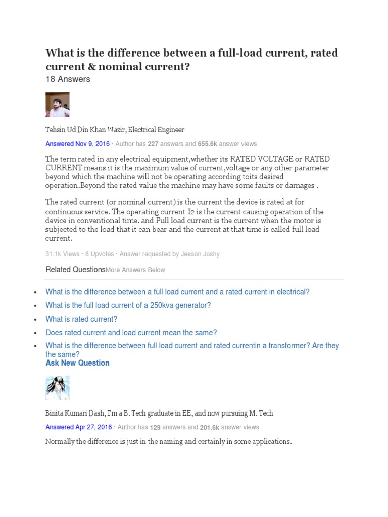 What Is The Difference Between A Fullload Current Rated Current and ...