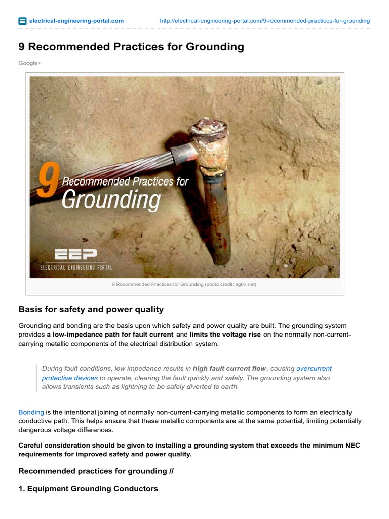 9 Recommended Practices For Grounding | PDF | Electric Power ...