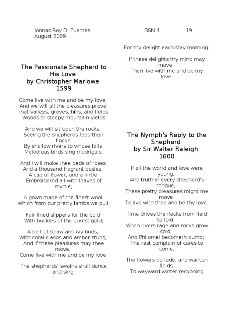 Romantic Poetry: Love's Dialogue | PDF | Shepherd