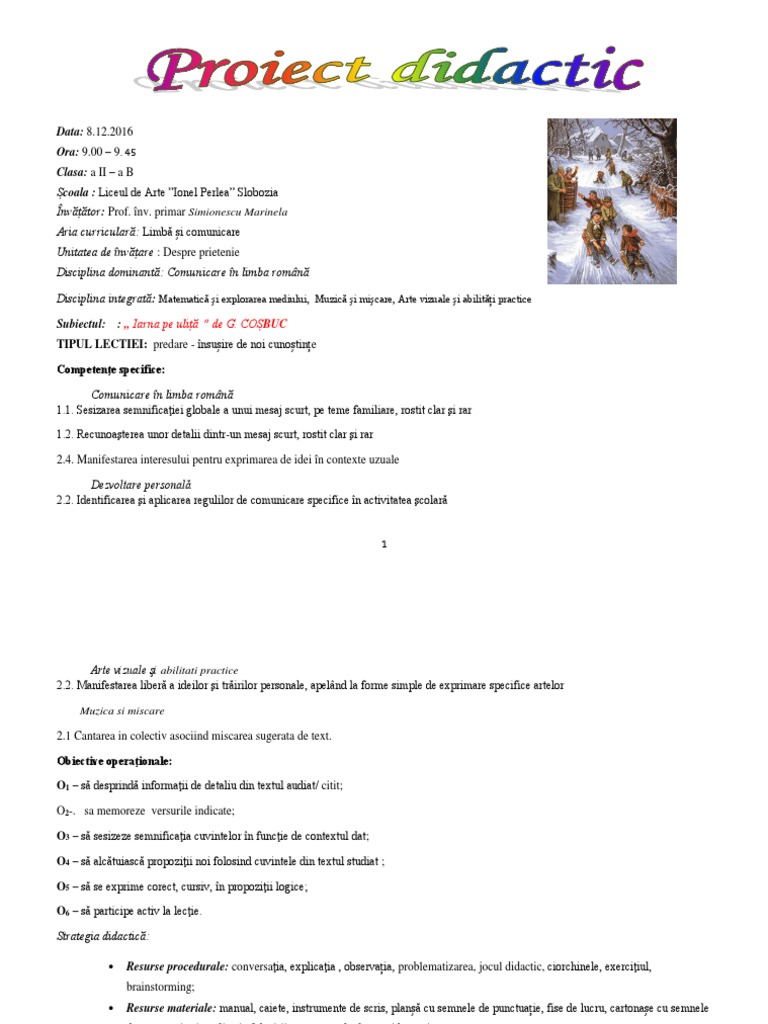 Proiect Iarna Pe Ulita | PDF