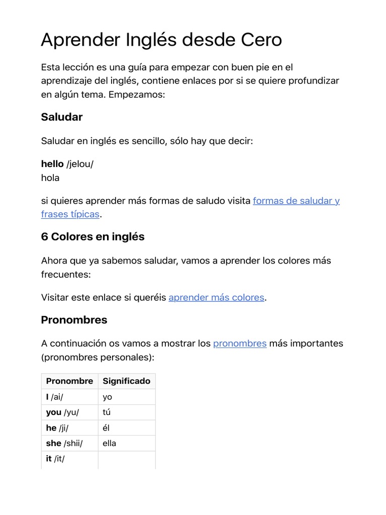 Guía para Aprender Inglés desde Cero | PDF | Verbo | Morfología Lingüística