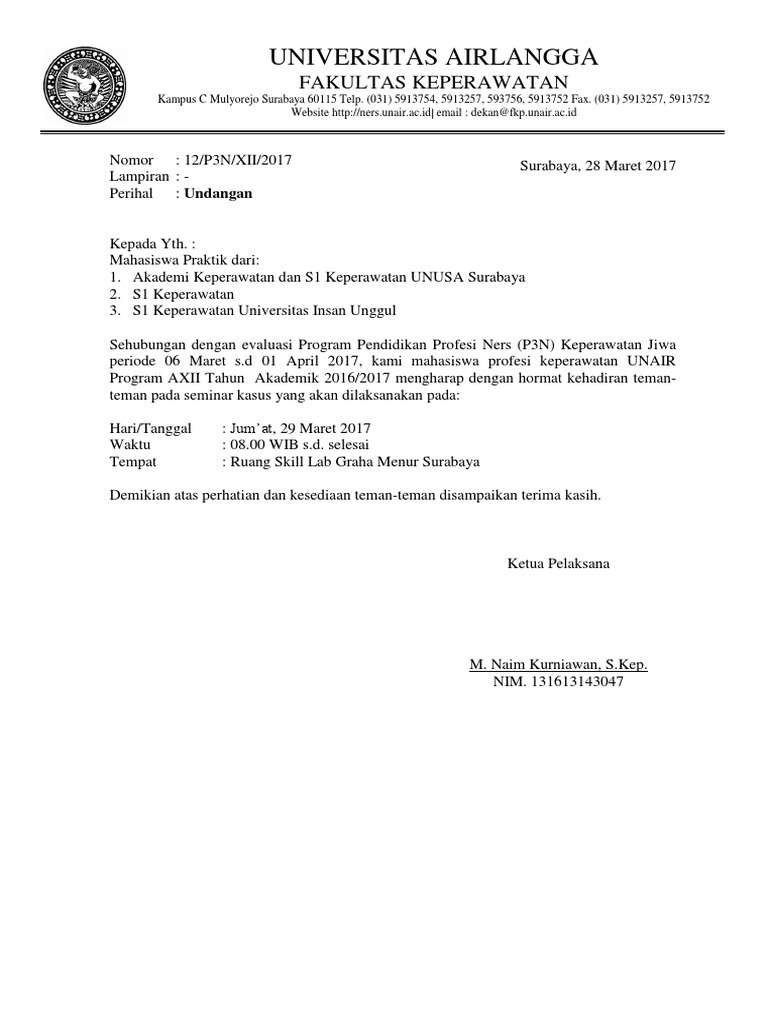 Contoh Undangan Seminar Kasus | PDF