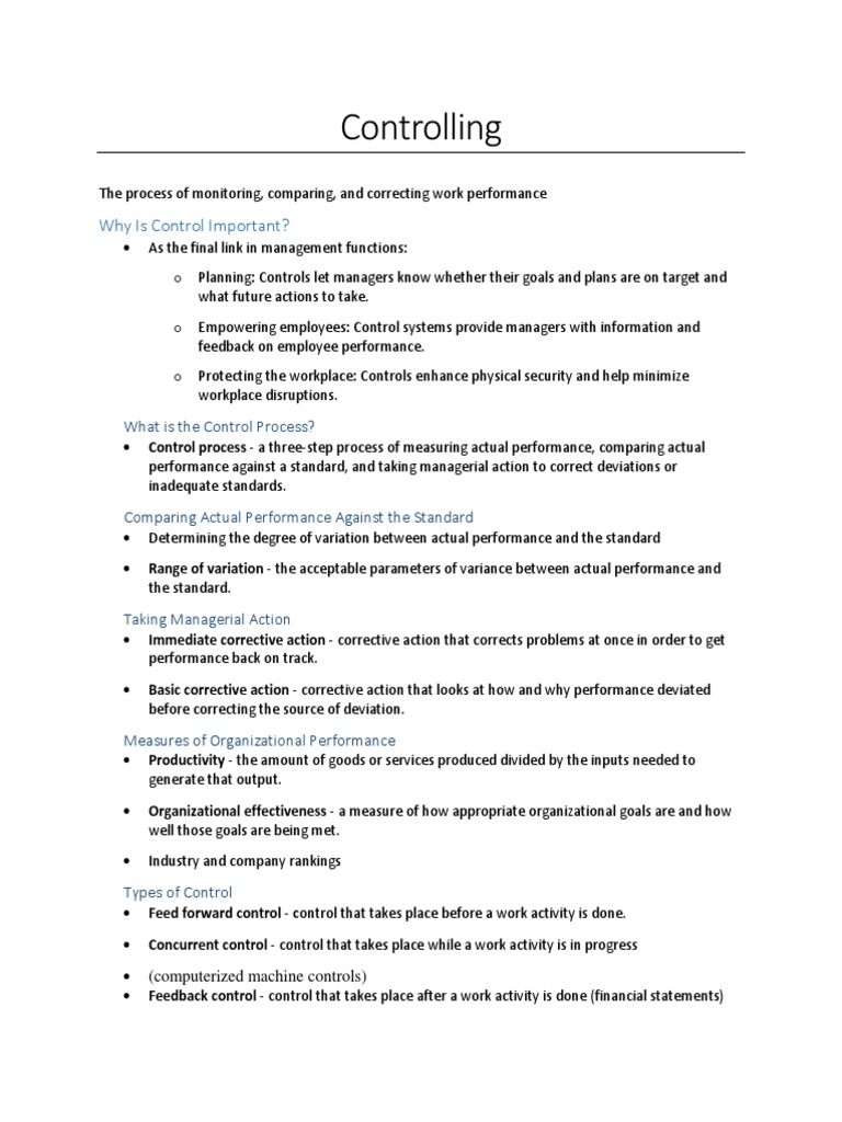 Controlling: Why Is Control Important? | PDF