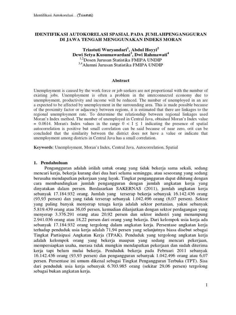 Metode Indeks Moran Spasial | PDF