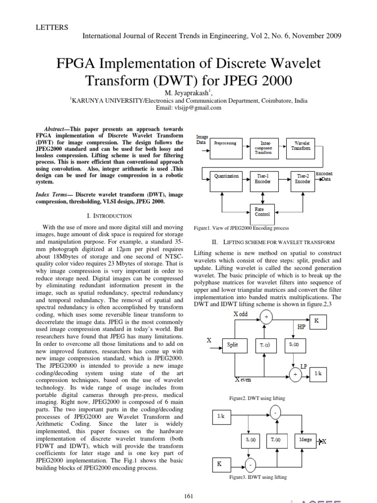 FPGA Implementation of Discrete Wavelet Transform For Jpeg2000 | PDF | Data Compression | Wavelet