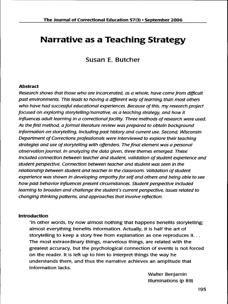 Narrative As A Teaching Strategy | PDF | Storytelling | Narrative