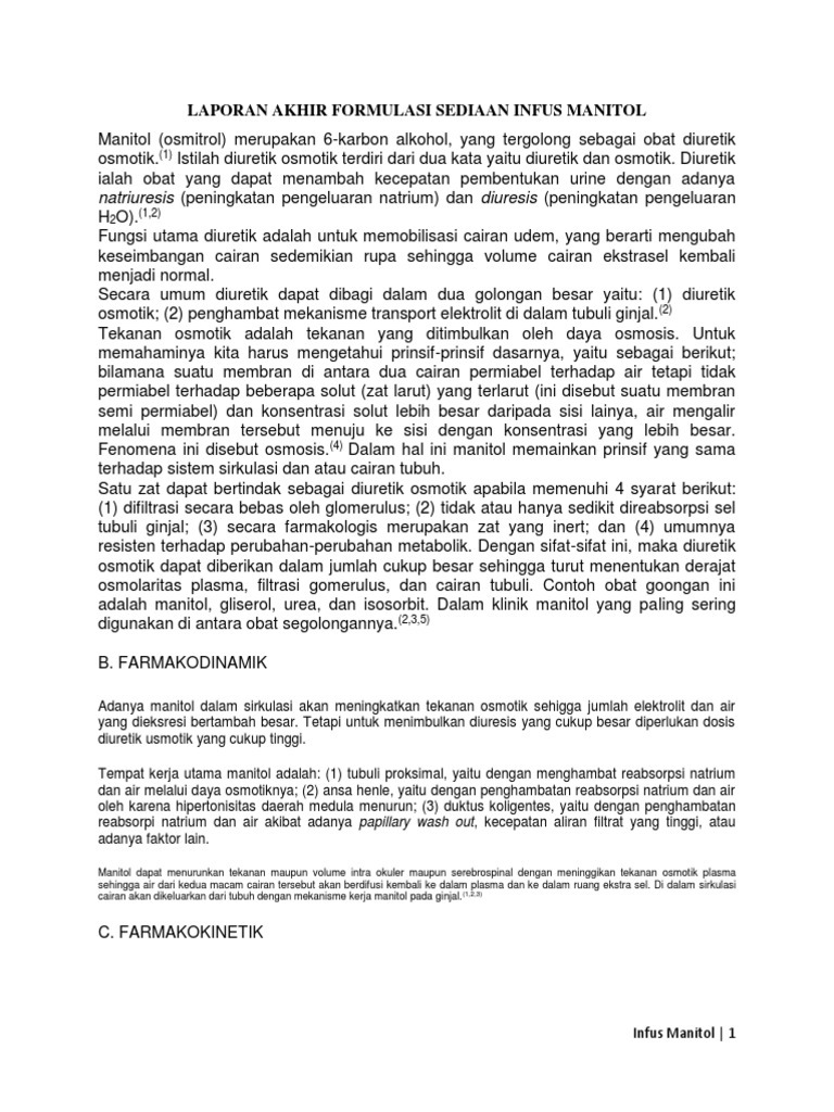 Infus Manitol: Indikasi dan Dosis | PDF | Sains & Matematika