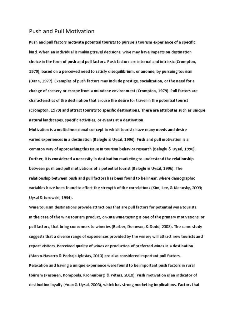 Push and Pull Motivation | PDF | Tourism | Motivation
