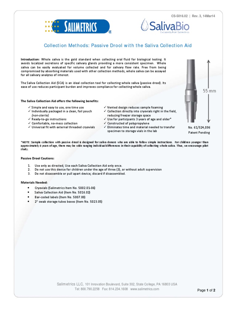 Passive Drool Saliva Collection Instructions | Freezing | Saliva