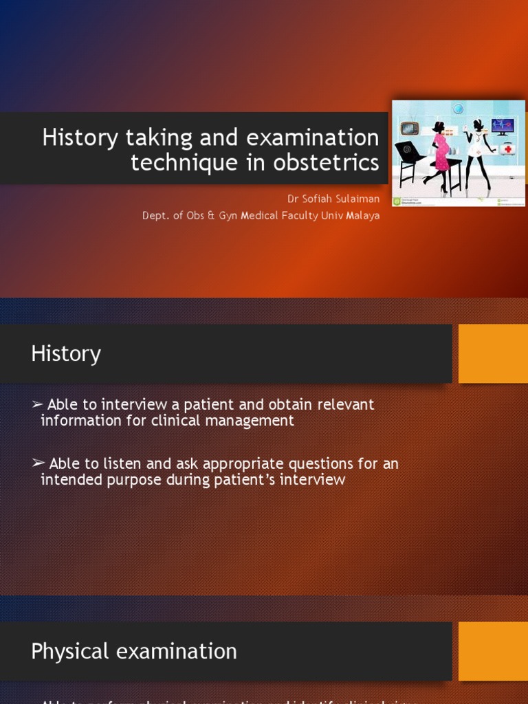 History Taking and Examination Technique in Obstetrics PDF | PDF ...