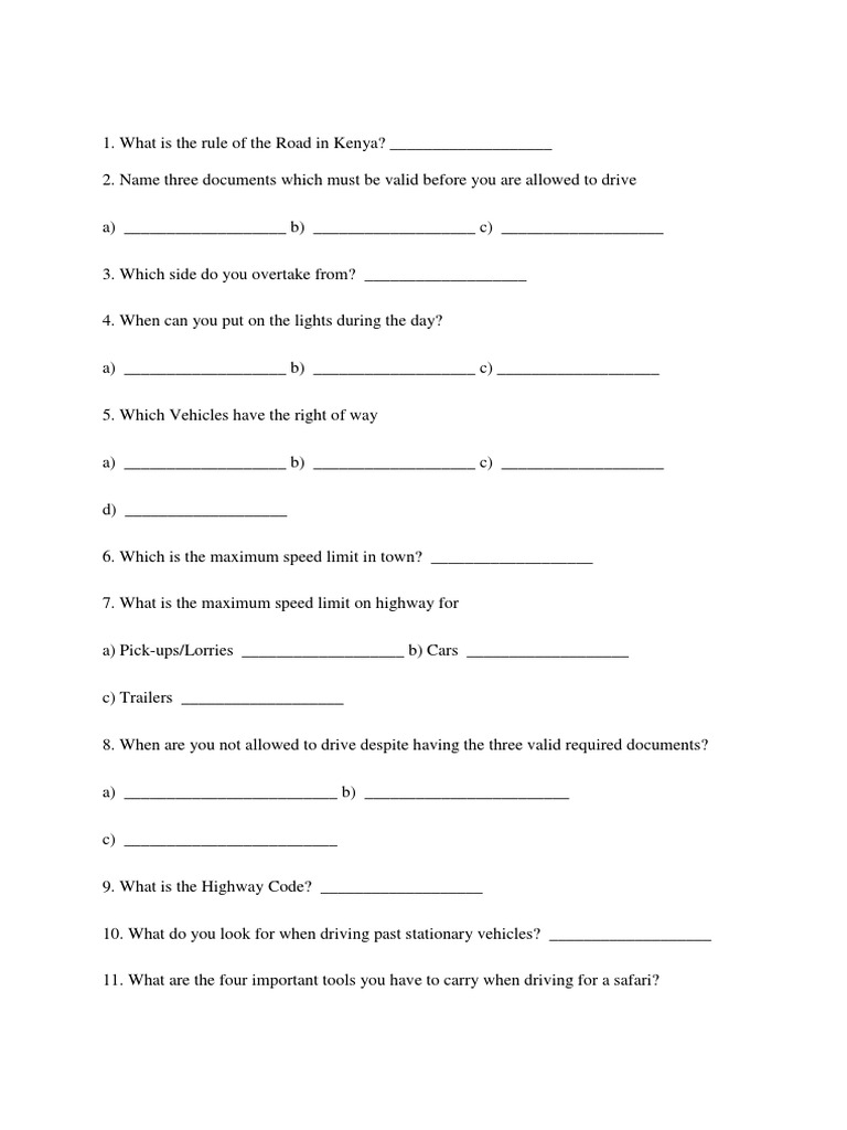 Driving Questions | PDF | Traffic | Driving