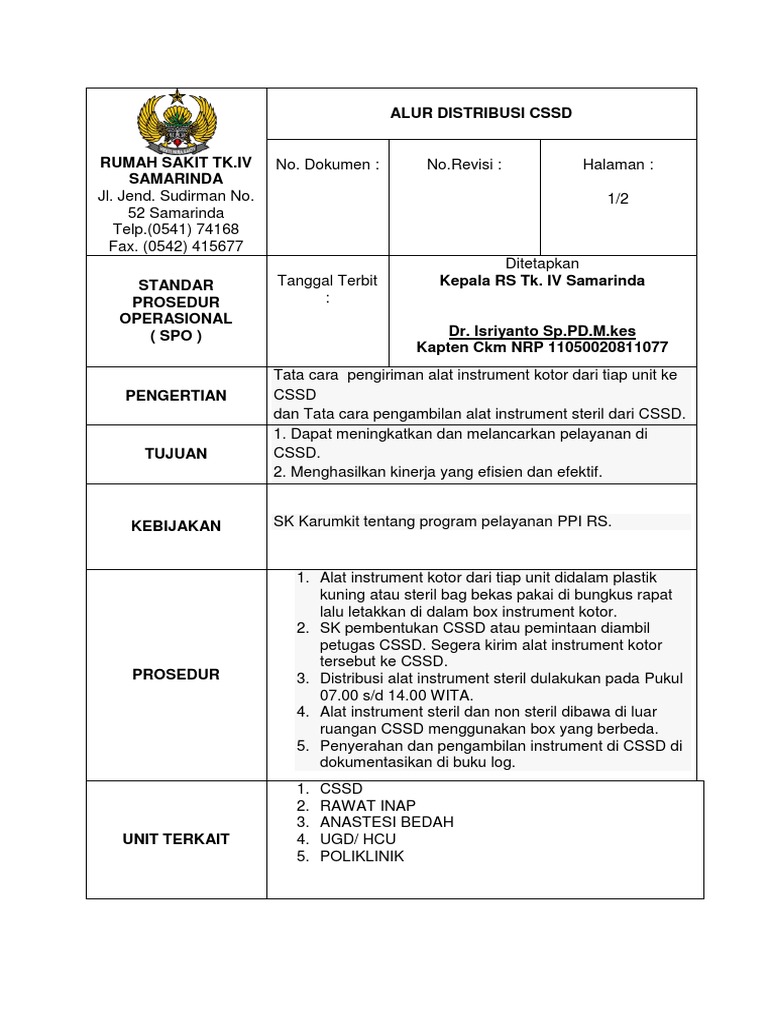 Spo Alur Distribusi CSSD | PDF
