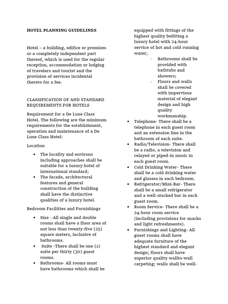 Hotel Planning Guidelines | PDF | Hotel | Restaurants