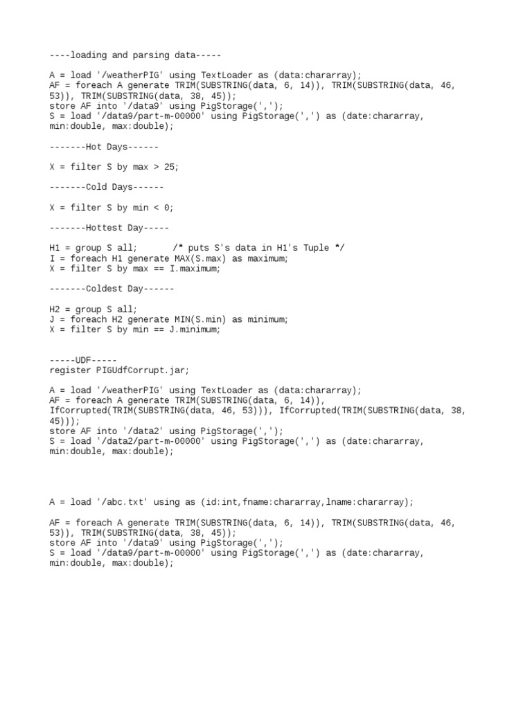 PIG Commands (Weather Data) | PDF