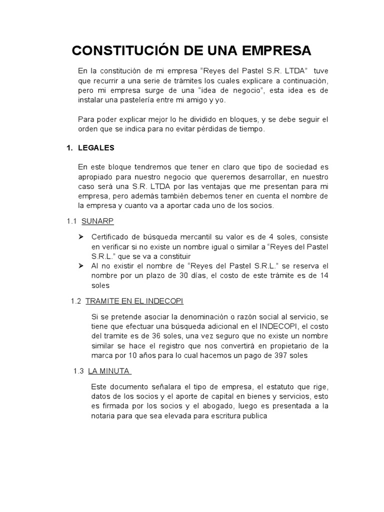 CONSTITUCIÓN DE UNA EMPRESA