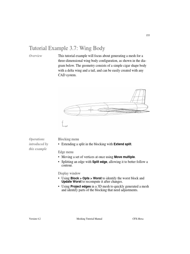 Tutorial Example 3.7: Wing Body: Blocking Menu | Download Free PDF ...