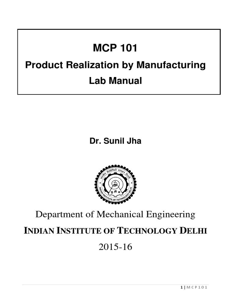MCP 101 Lab Manual 2016 | PDF | Forging | Drilling
