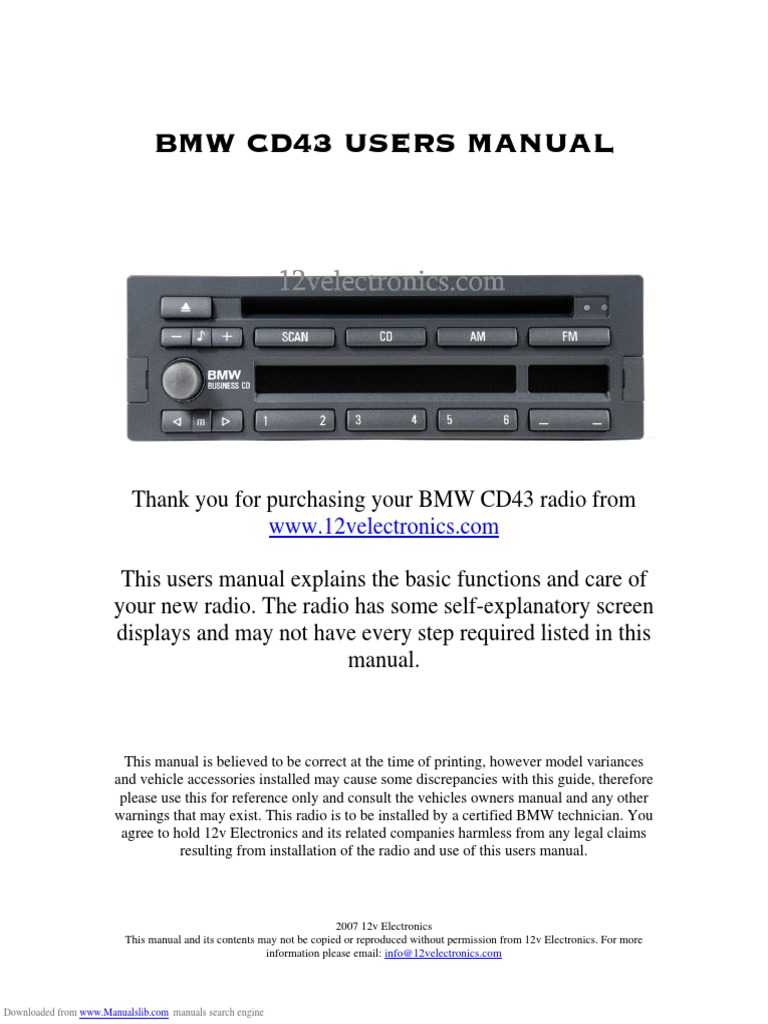 Blaupunkt Cd43 Users Manual | PDF | Compact Disc | Radio