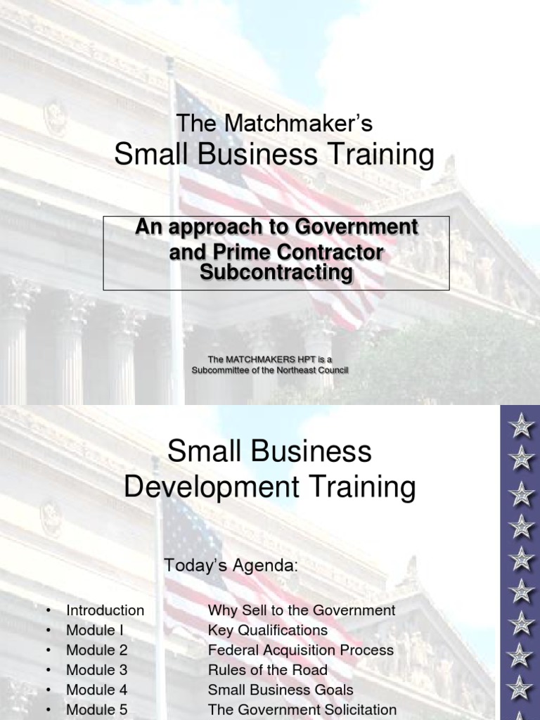 Small Business Training: The Matchmaker's | PDF | Procurement | Mergers ...