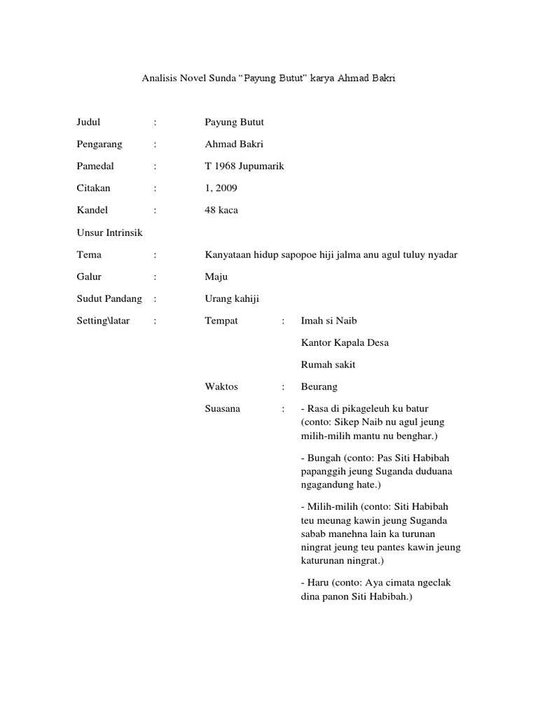 Analisis Novel Sunda | PDF