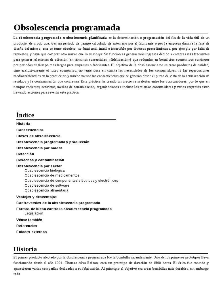 Obsolescencia Programada | PDF | Residuos | Producción y fabricación