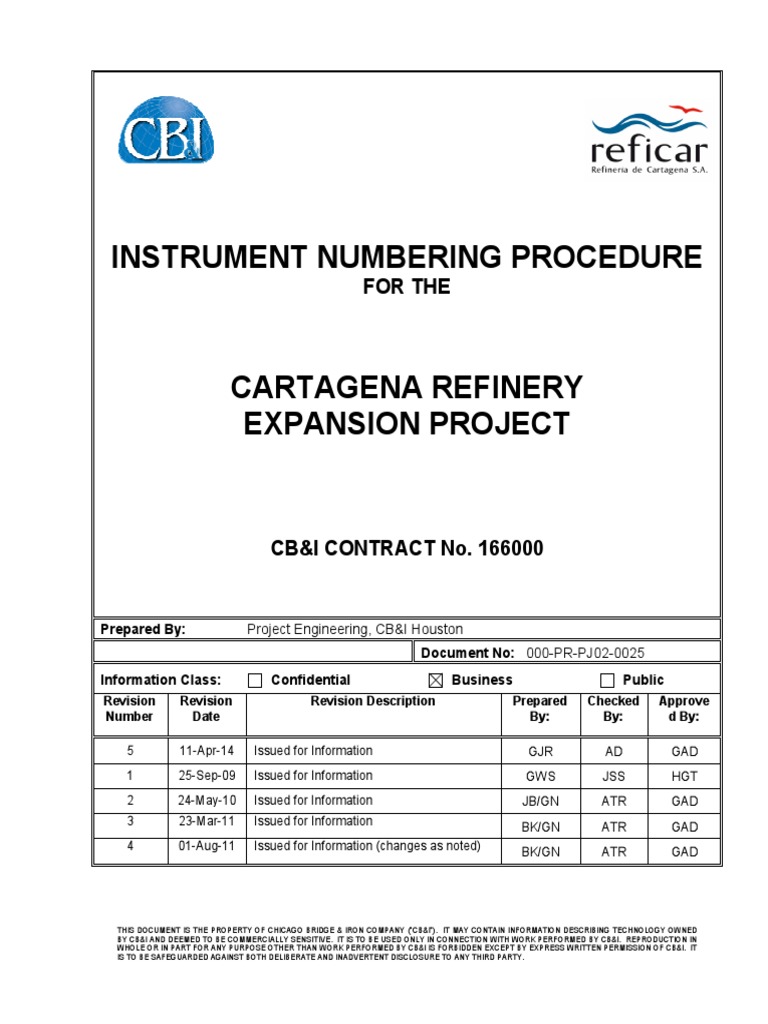 Instrument Numbering Procedure for CB&I | PDF | Instrumentation | Switch