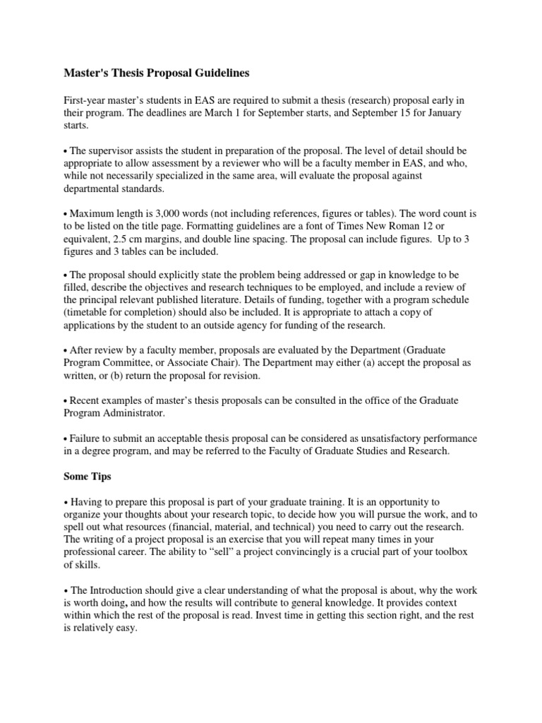 Masters Thesis Proposal Guidelines PDF | PDF | Thesis | Postgraduate Education