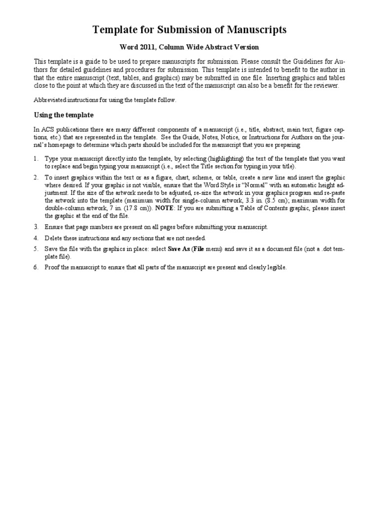 Template For Publication-Style (ACS) Reports | PDF | Abstract (Summary ...