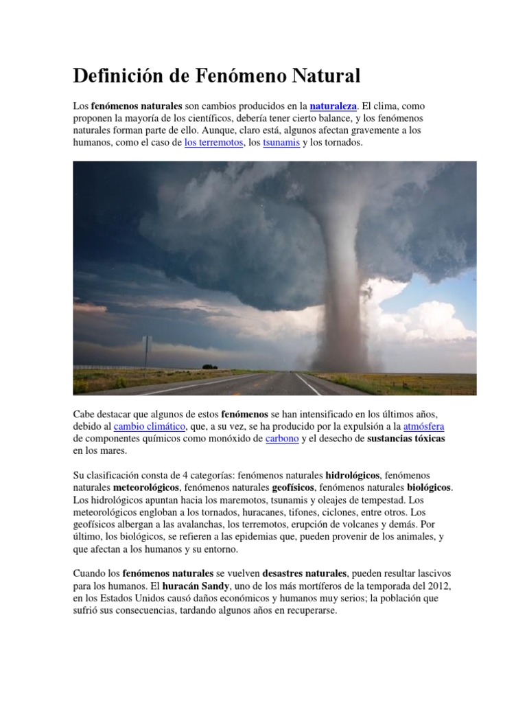 Definición de Fenómeno Natural | PDF | Ciclones tropicales | Cambio ...