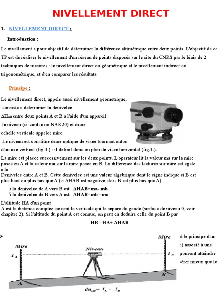 Nivellement Direct | PDF | Sciences de la terre | Arpentage