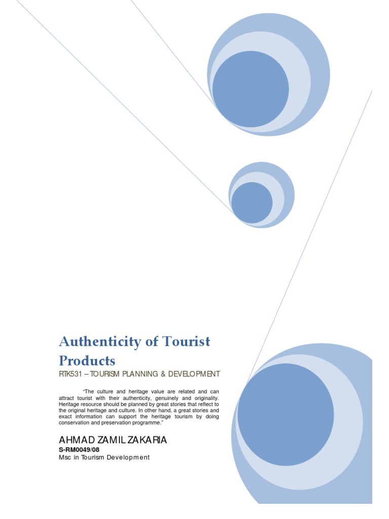 Authenticity of Tourism Products | PDF | Cultural Heritage | Tourism