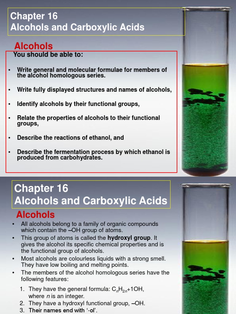 C16 Alcohols and Carboxylic Acids | PDF | Alcohol | Ethanol