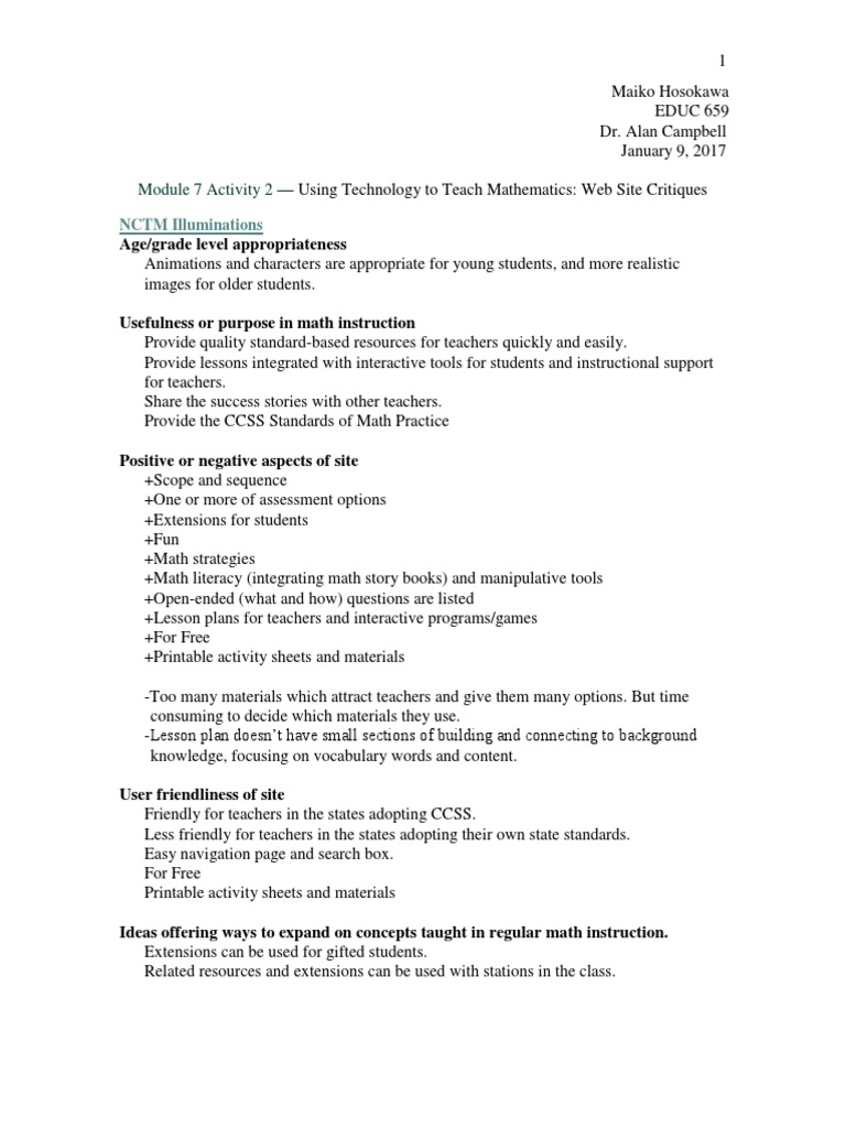 Module 7 Activity 2 | PDF | National Council Of Teachers Of Mathematics | Teachers