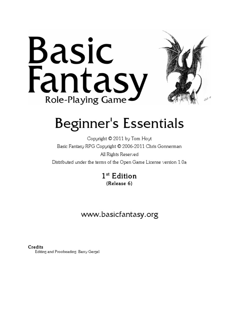 Basic Fantasy RPG - Beginner's Essentials r6 | PDF | Role Playing Games ...