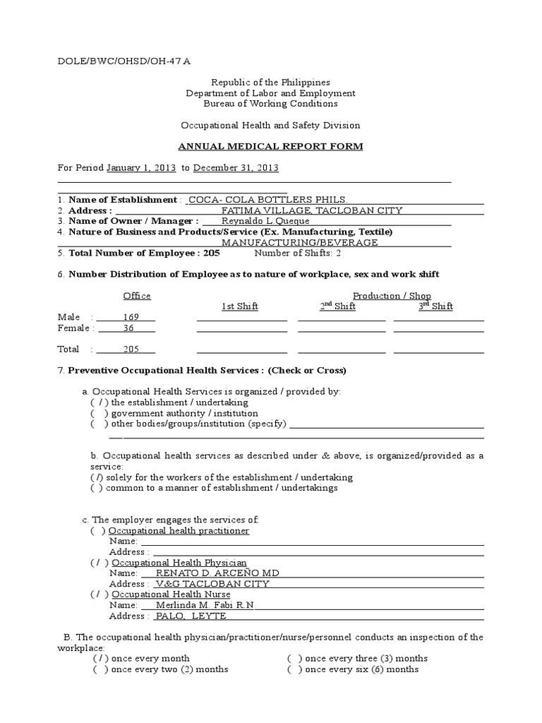 Amr | PDF | Physical Examination | Occupational Safety And Health