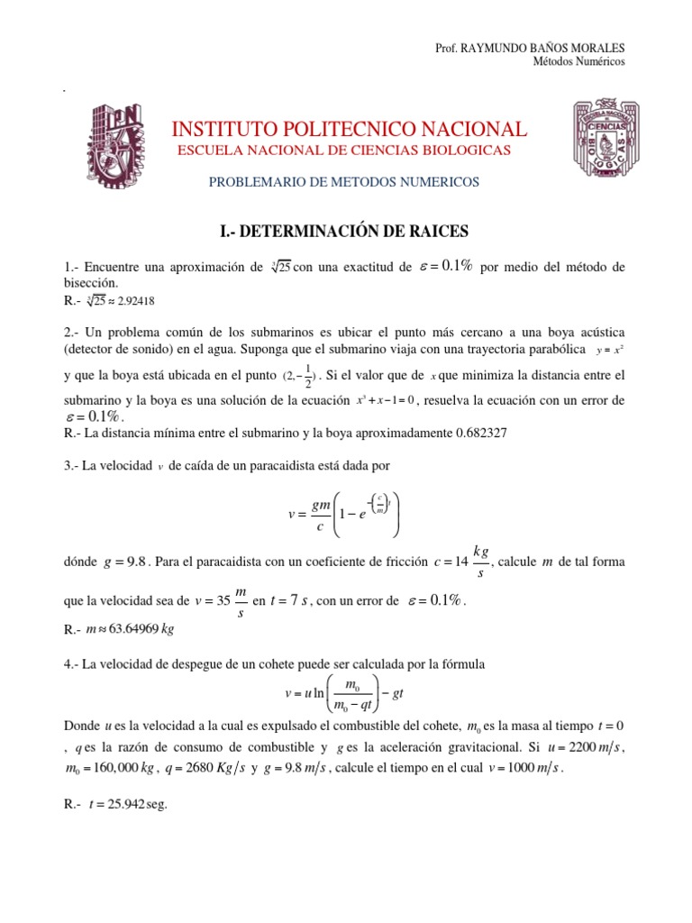 Prob. Met. Num | PDF | Análisis numérico | Ecuaciones