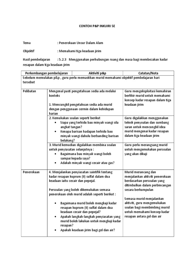 Contoh PDP (Bab Kadar Resapan Jirim) | PDF