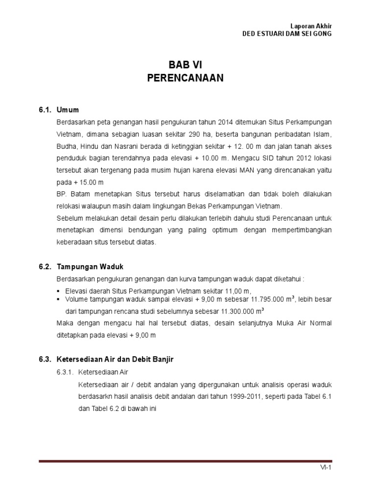 Perencanaan Bendungan Sei-Gong Batam | PDF