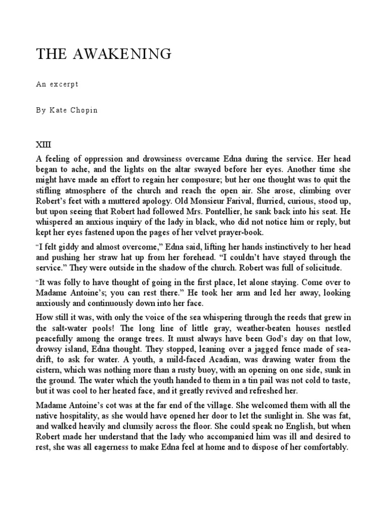 The Awakening by Kate Chopin (An Excerpt) | PDF | The Awakening (Chopin ...