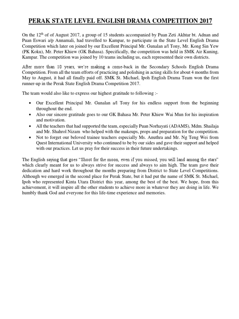 Drama Report For Magazine | PDF | Language Arts & Discipline