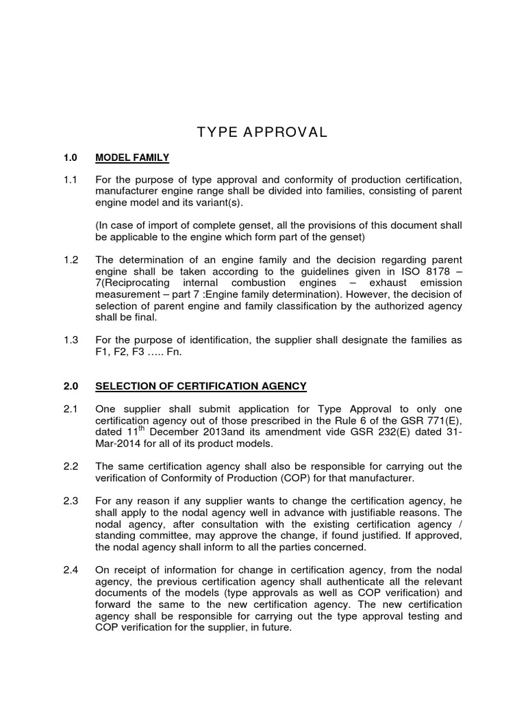 Type Approval Procedure | PDF | Specification (Technical Standard ...