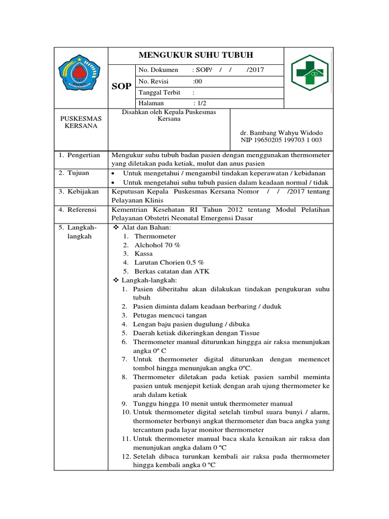 Sop Mengukur Suhu Tubuh | PDF
