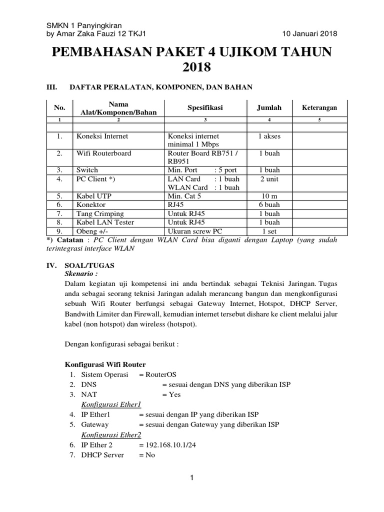 Pembahasan Soal Paket 4 UJIKOM 2018 (K06) | PDF