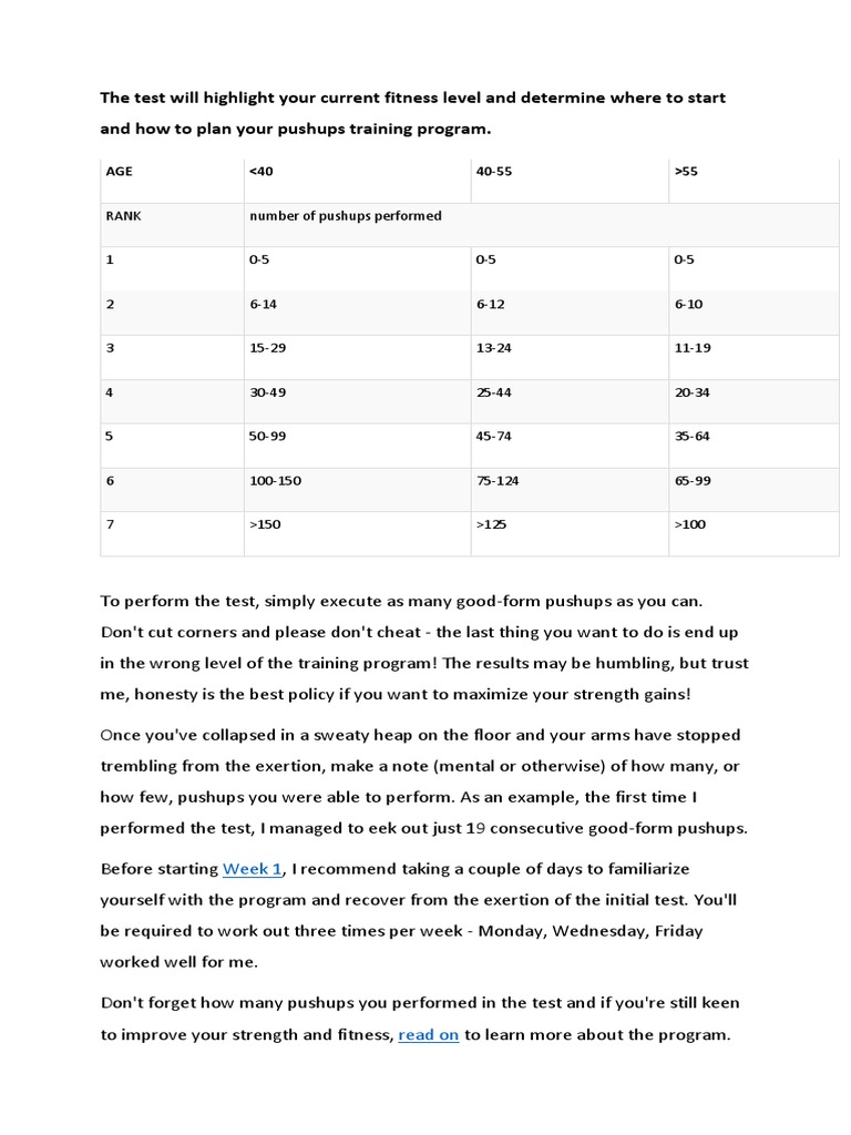 100 Rep Push-Up Program | PDF | Strength Of Materials
