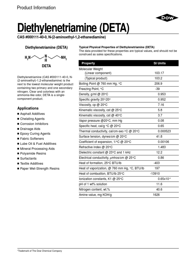 Deta - TDS Dow PDF | PDF | Viscosity | Nitrogen