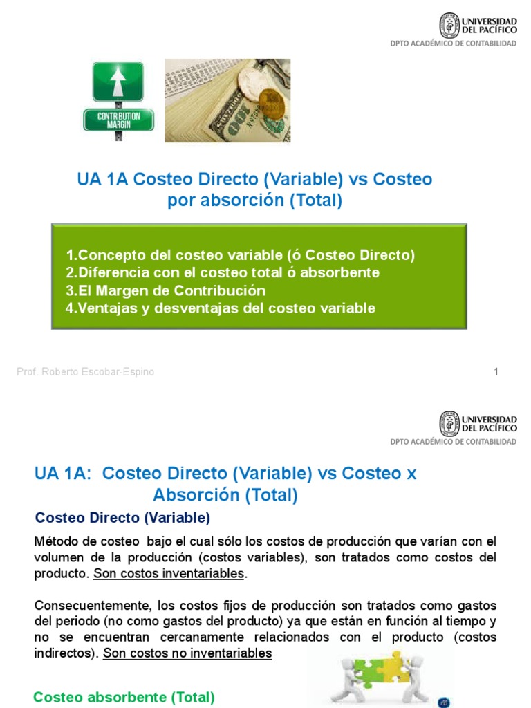 UA 1A Costeo Directo Vs Costeo Absorbente | PDF | Presupuesto | Ciencias económicas