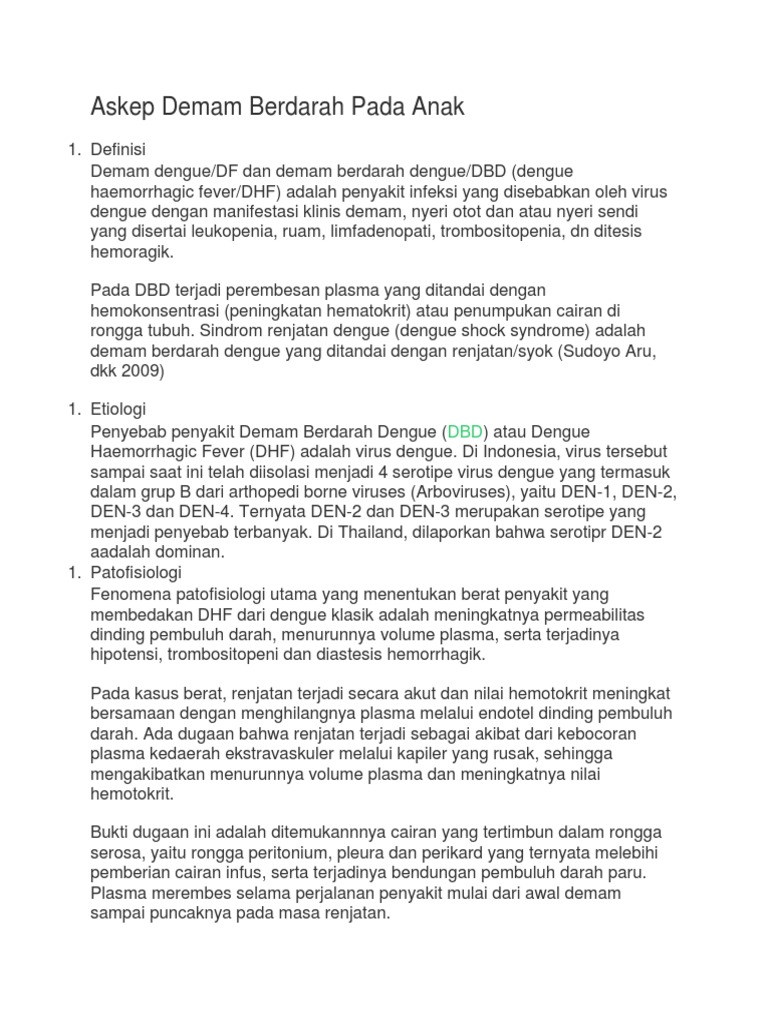 Askep Demam Berdarah Pada Anak | PDF