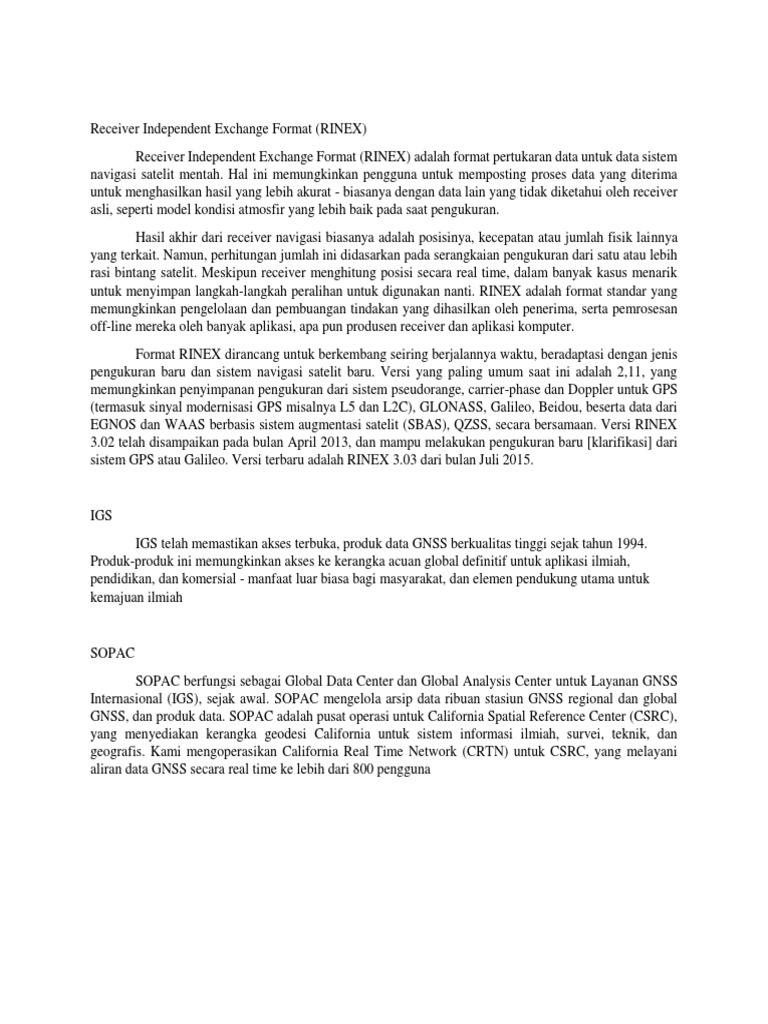 Panduan RINEX untuk Pengguna GNSS | PDF | Bisnis